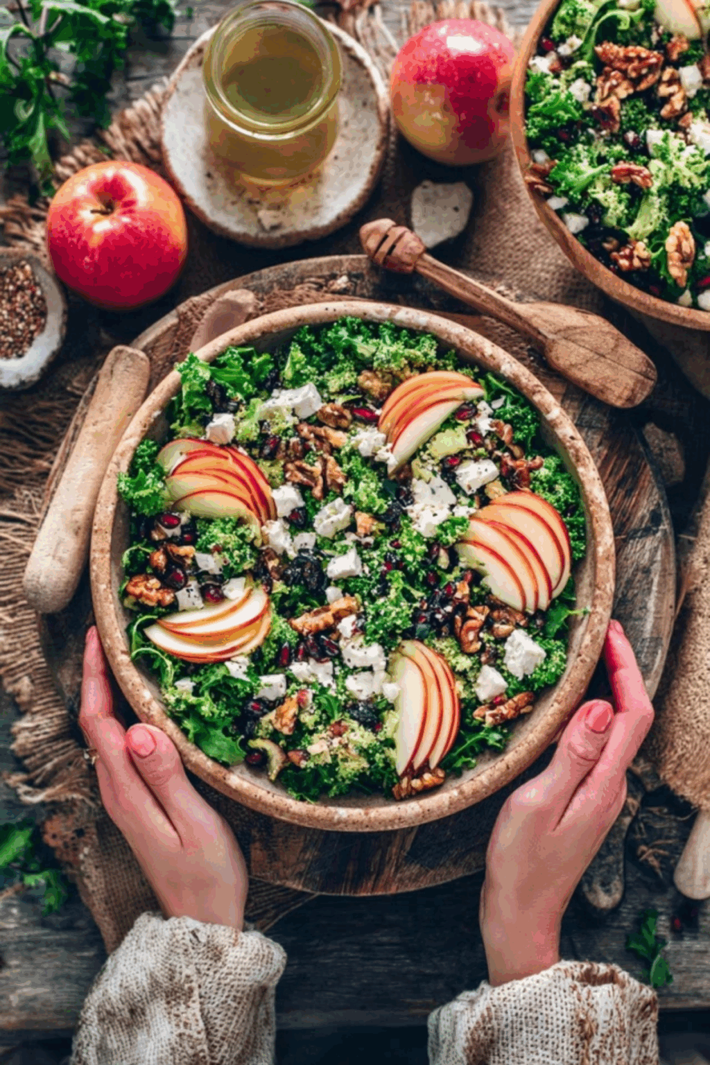 Grünkohlsalat mit Apfel, Nüssen und veganem Feta – Der perfekte ...