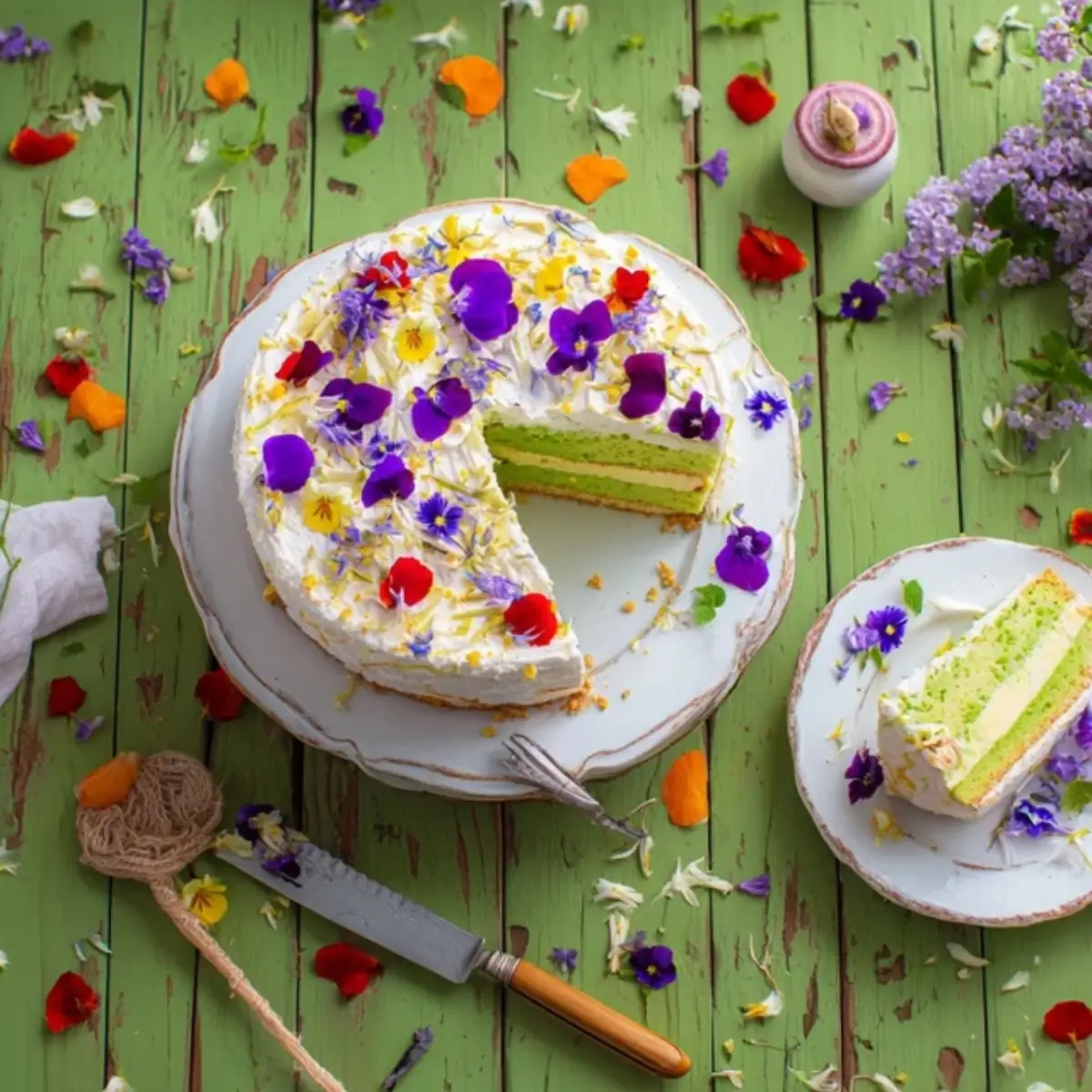 Ostertorte mit Waldmeister und essbaren Blüten - Muma’s Kitchen